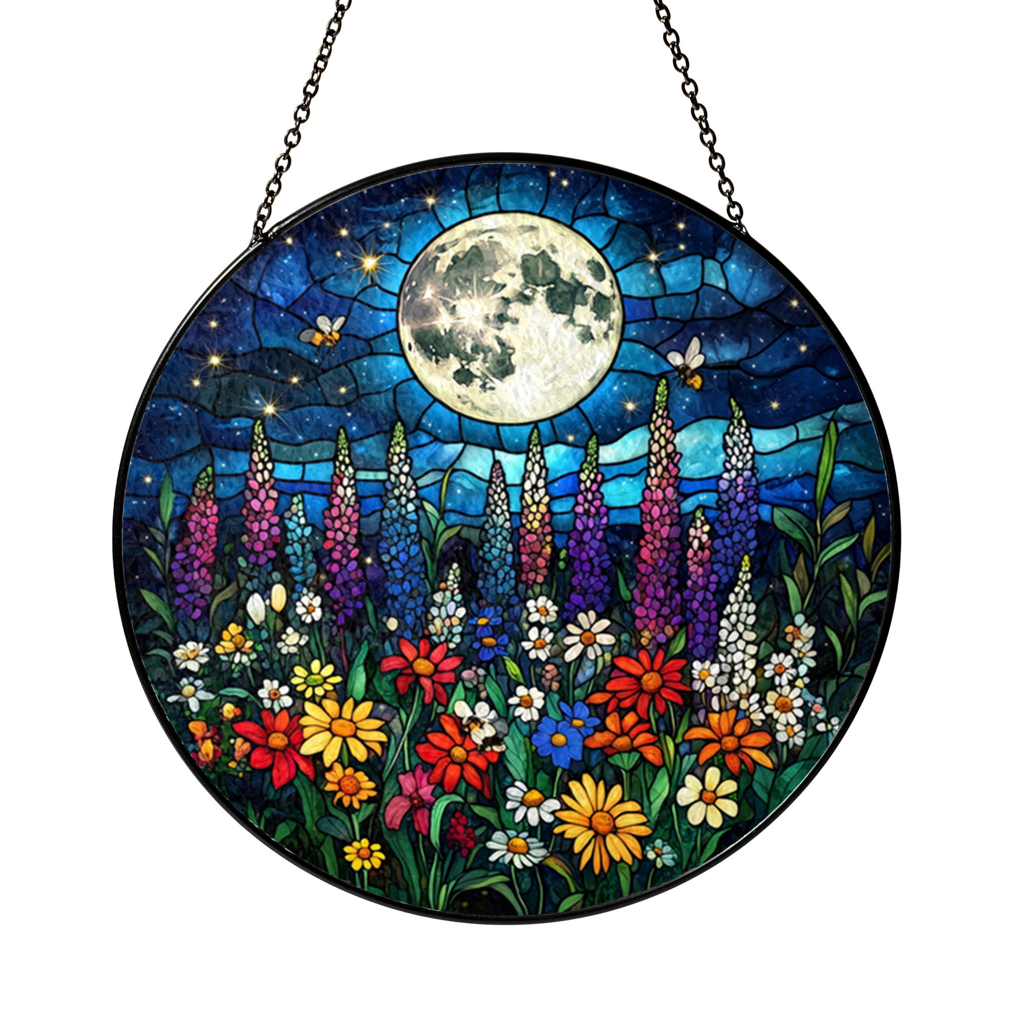 Bees in Wildflower Meadow Stained Glass Suncatcher – Window Decor ...