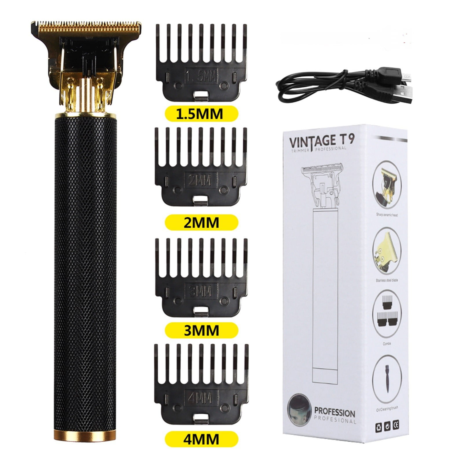 Beessbest USB-Cordless Hair Clipper Kit - Titanium Blade Trimmer with 4 ...