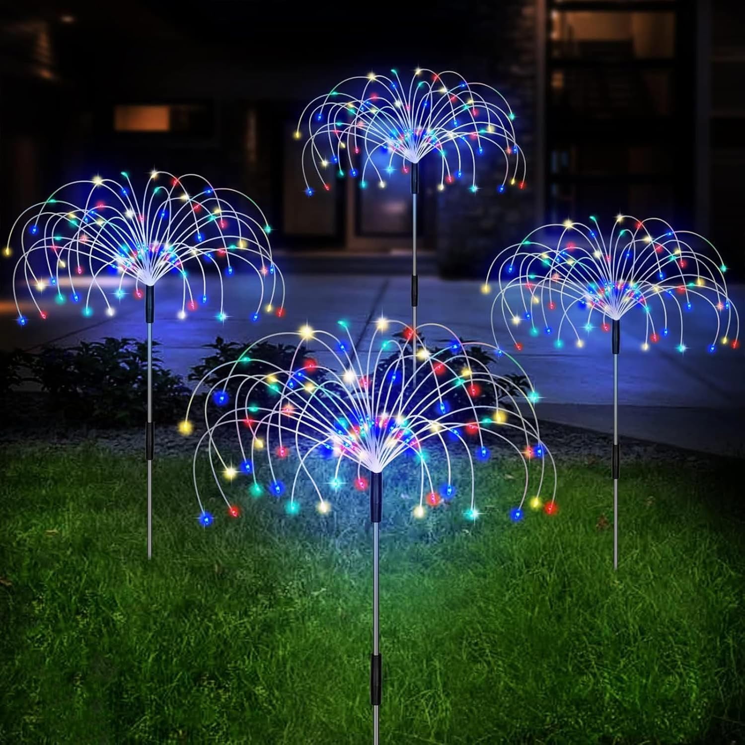 Beeswan waterproof solar garden fireworks lamp(4 Pack),, 8-Mode Solar ...