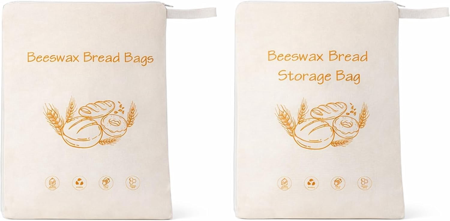 Beeswax Bread Bag (2-Pack) for Homemade Sourdough - Organic Cotton ...
