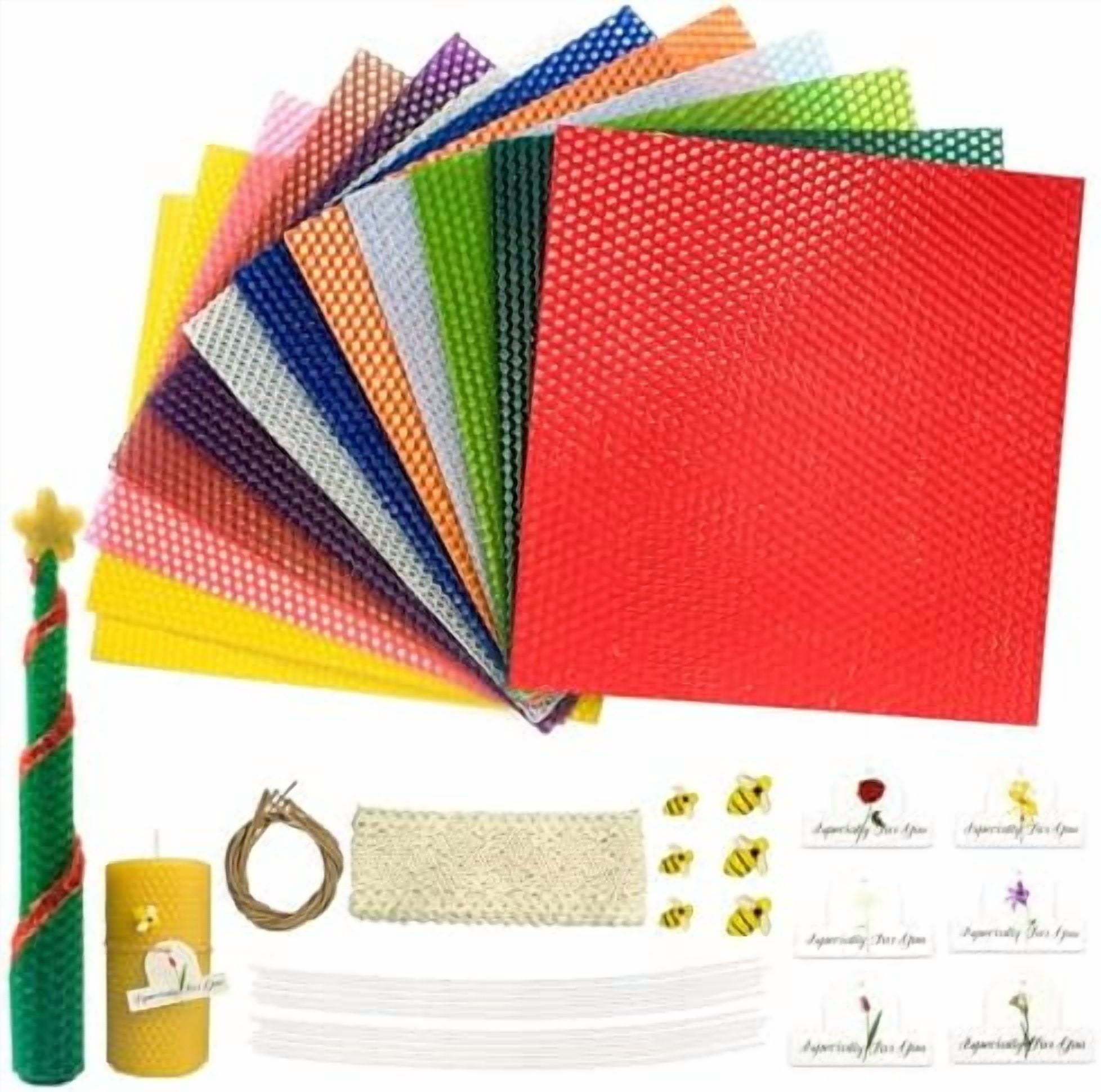 Beeswax Candle Making Kit, Colored Beeswax Candle Sheets 12 Pcs, Full ...
