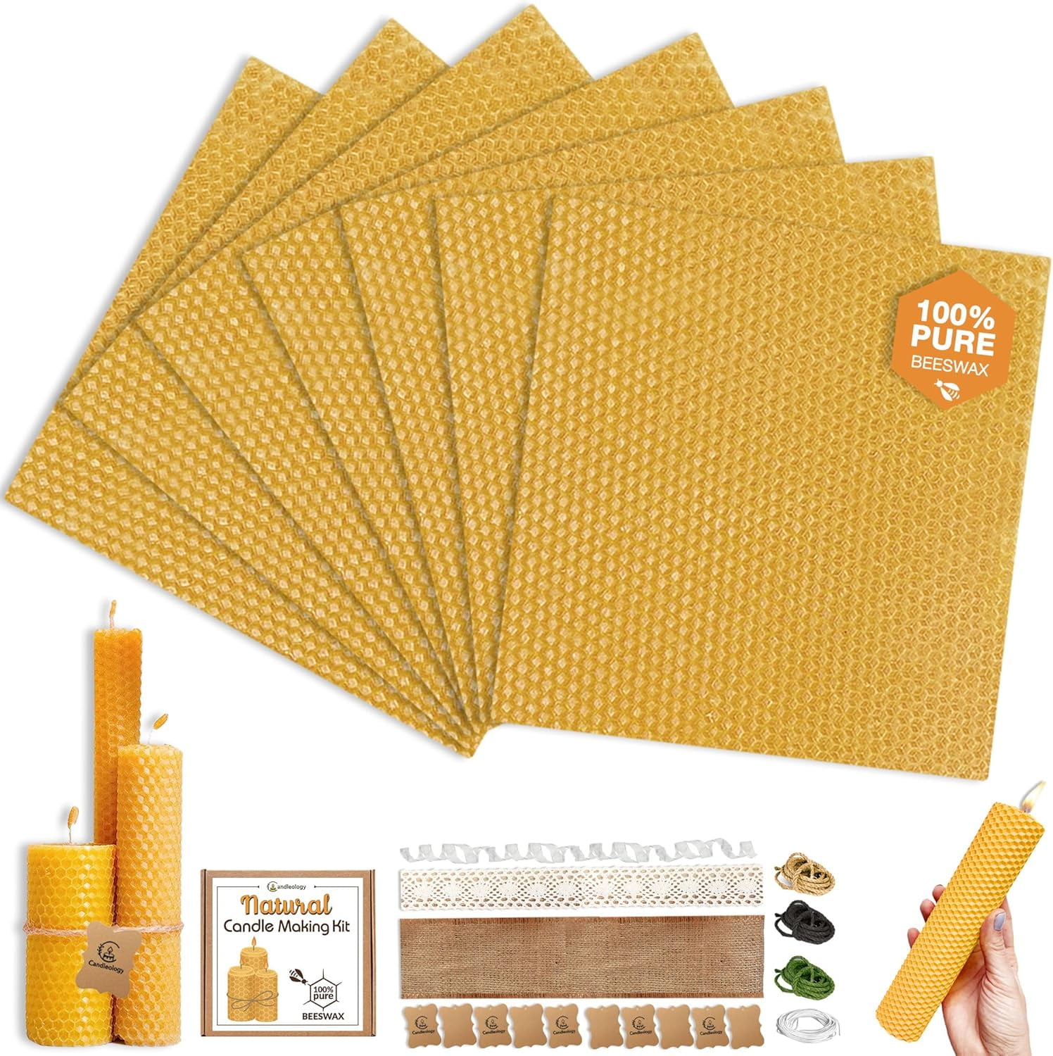 Beeswax DIY Candle Making Kit - Natural Candle Rolling Kit for ...