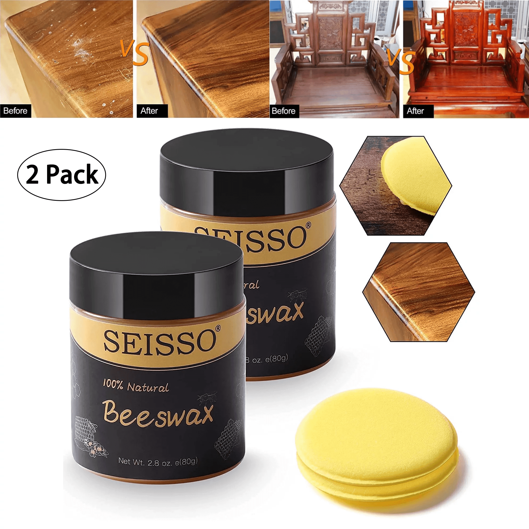 SEISSO Original Beeswax Furniture Cleaner, Wood Care Wax, Scratch ...