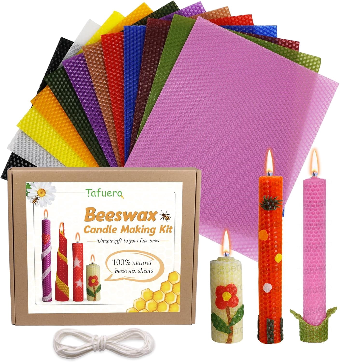 Beeswax Honeycomb Candle Sheets,12pcs Beeswax Candle Making Kit Natural ...