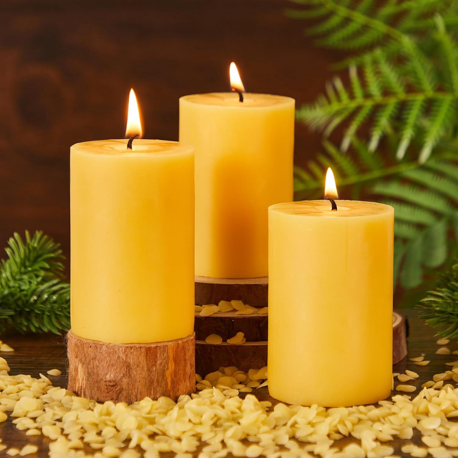 Beeswax Pillar Candles 3 Packs, 93 Hours Pure Bees Wax Candles ...