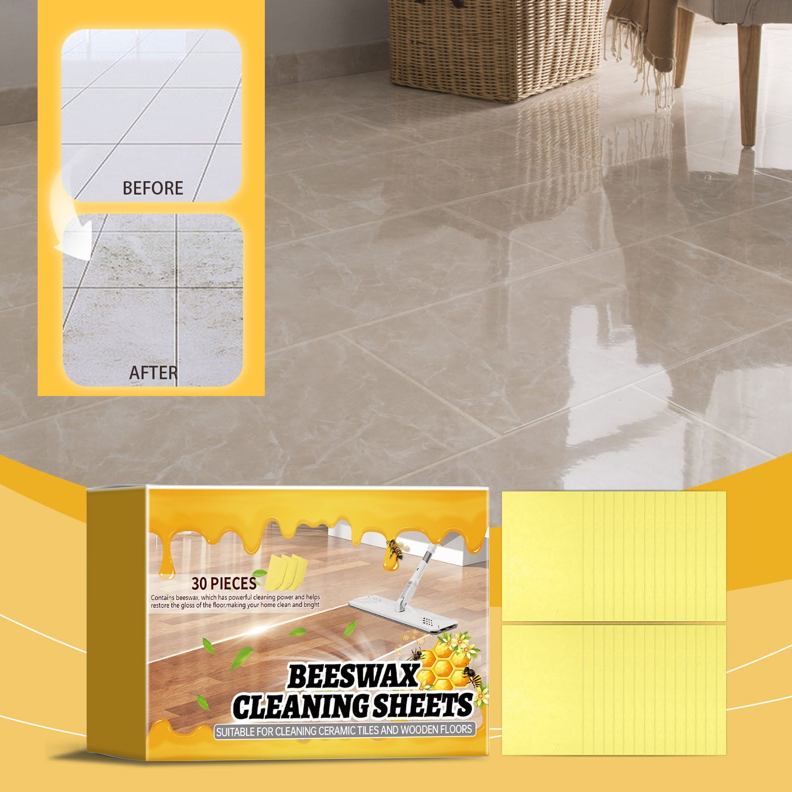 Beeswax Sheets, 30 Pcs Beeswax Strips, Beeswax Cleaning Sheets, Bee ...