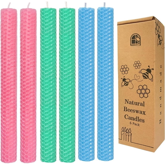 Beeswax Taper Candles, 9" Long Candlesticks, Dripless & Unscented, 4 ...