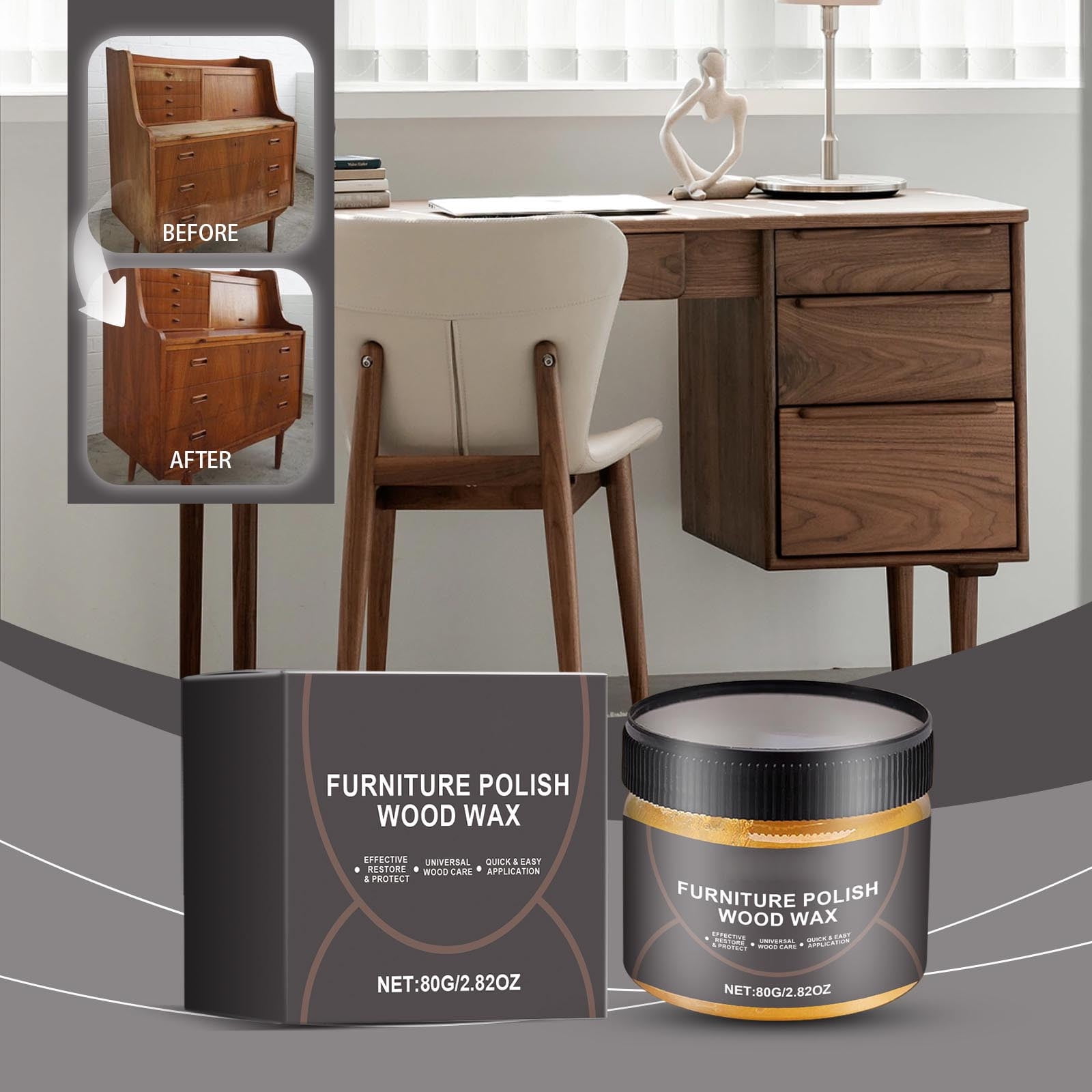 Beeswax Wood Polish, Scratch Repair and Gloss Enhancer for Solid and Composite Wood, Home Care ...