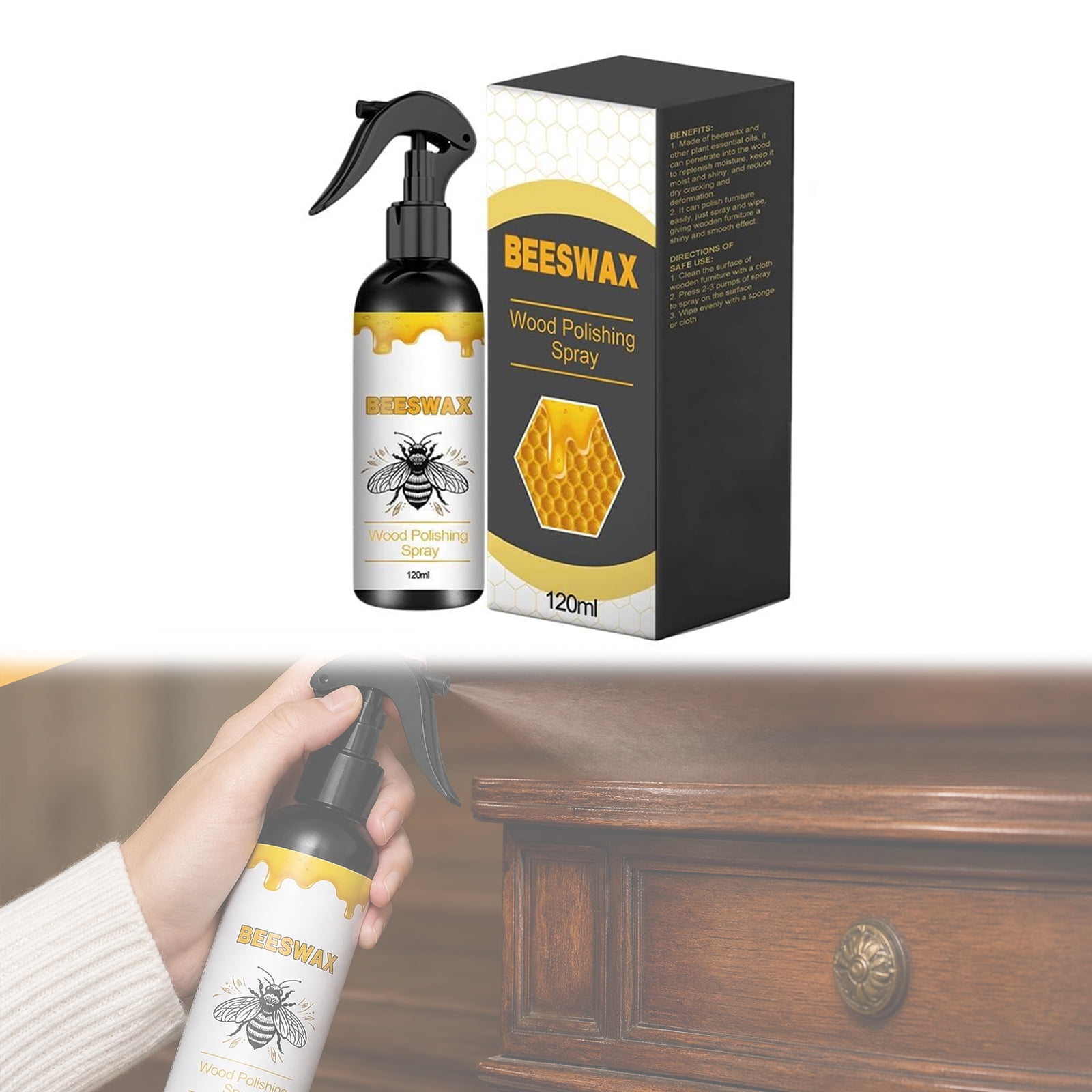 Beeswax Wood Polish Spray, Bees Wax Furniture Polish and Cleaner, Wood ...