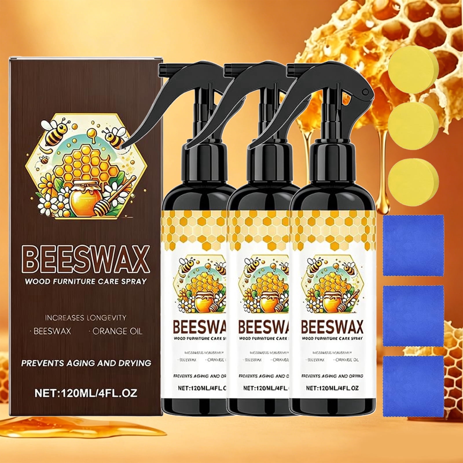 Beeswax Wood Polish Spray, Beeswax Furniture Spray, Removes Scratches ...