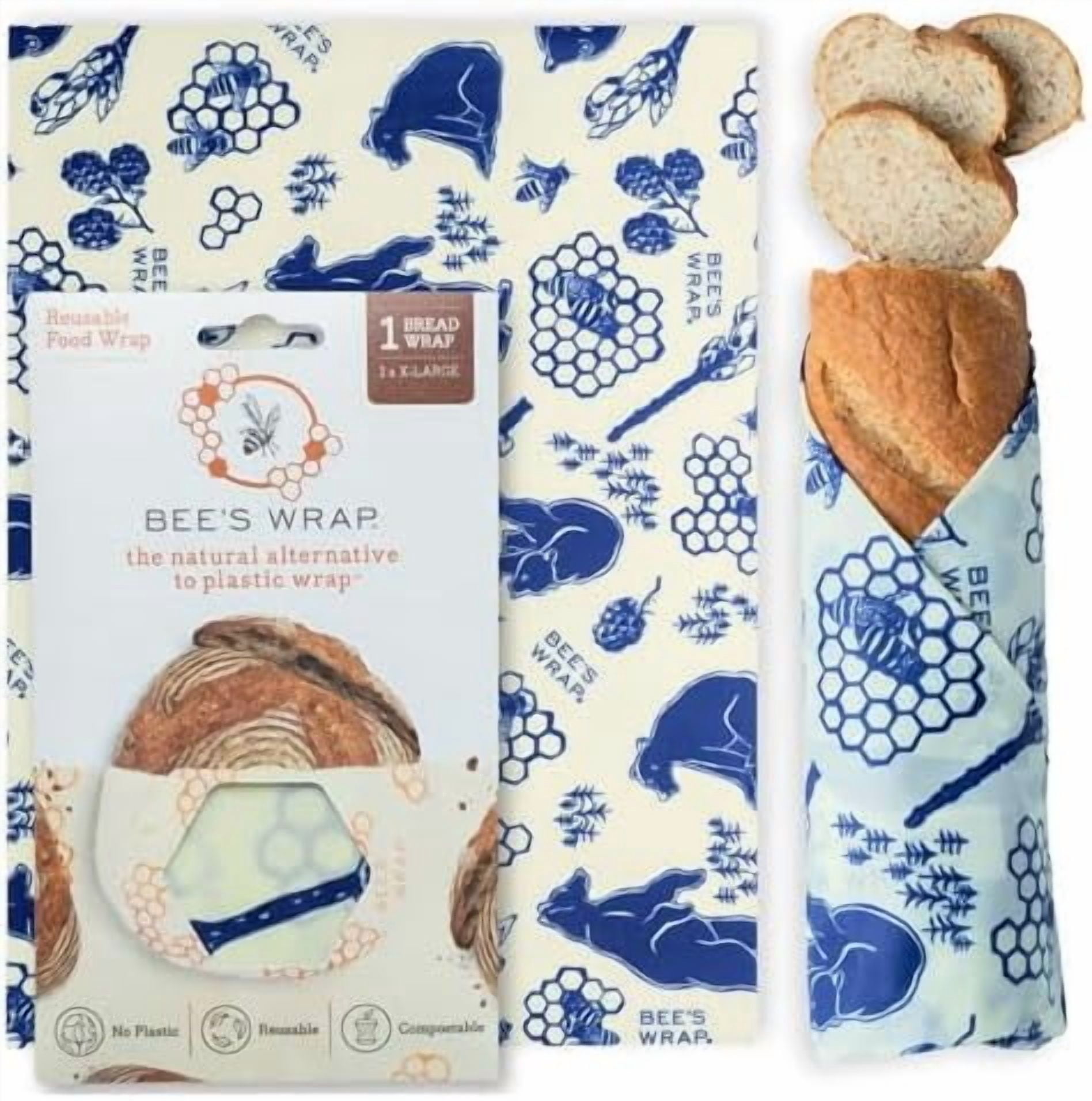 Beeswax Wraps for Food - Bread Wrap - Made in USA Reusable Bread ...