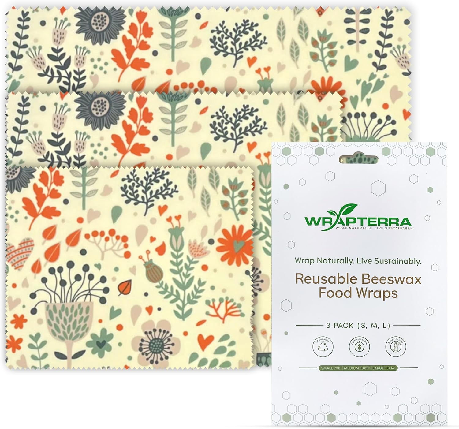 Beeswax Wraps for Food - Reusable & Moldable Bees Wax Covers for Bowls ...