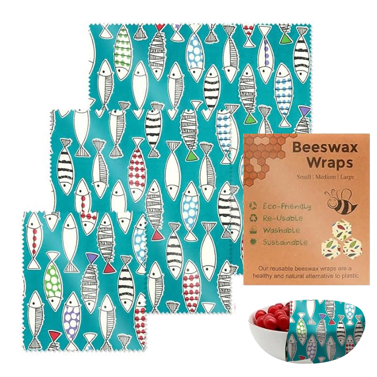 Beeswax Wraps for Food - 14x52'' Reusable Wax Paper Roll, Fresh Fruit ...