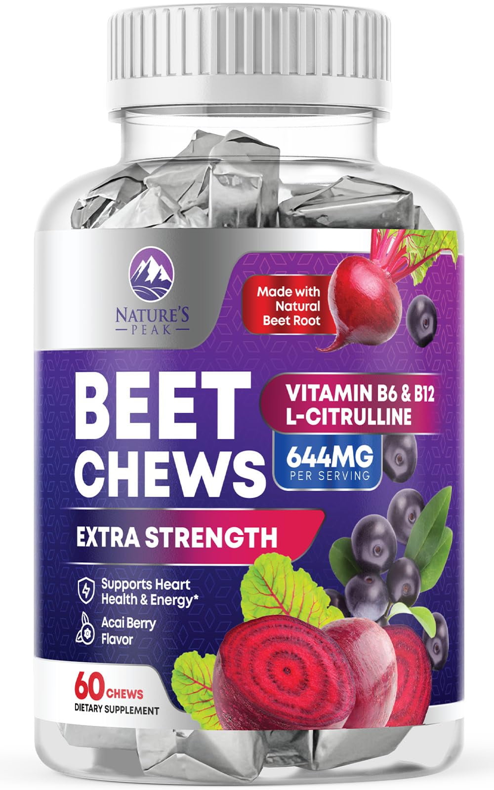 Beets Chews - Beet Root Gummies for Nitric Oxide Support, Superfood ...