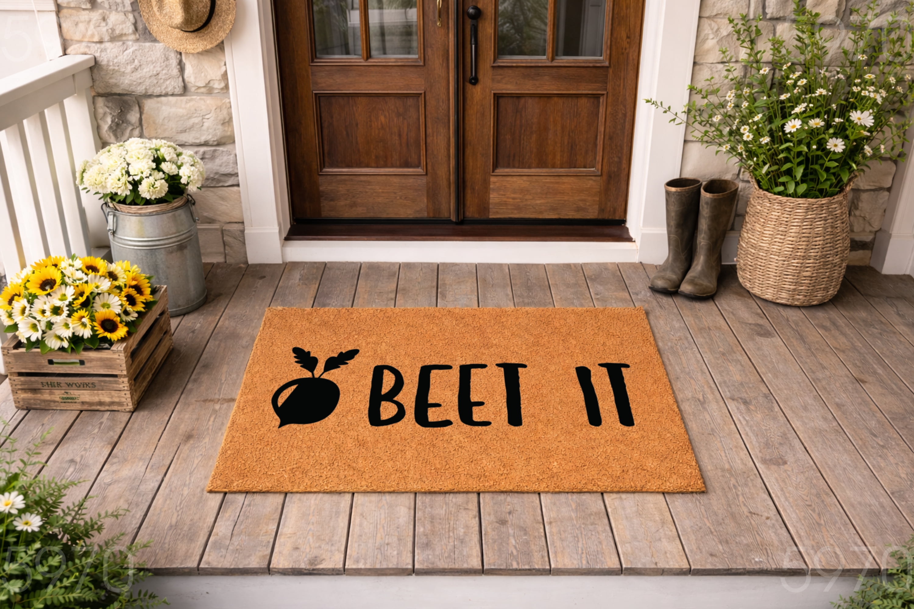 Beet It Doormat, Funny Vegetable Quote Entryway Mat (24x72 inches ...