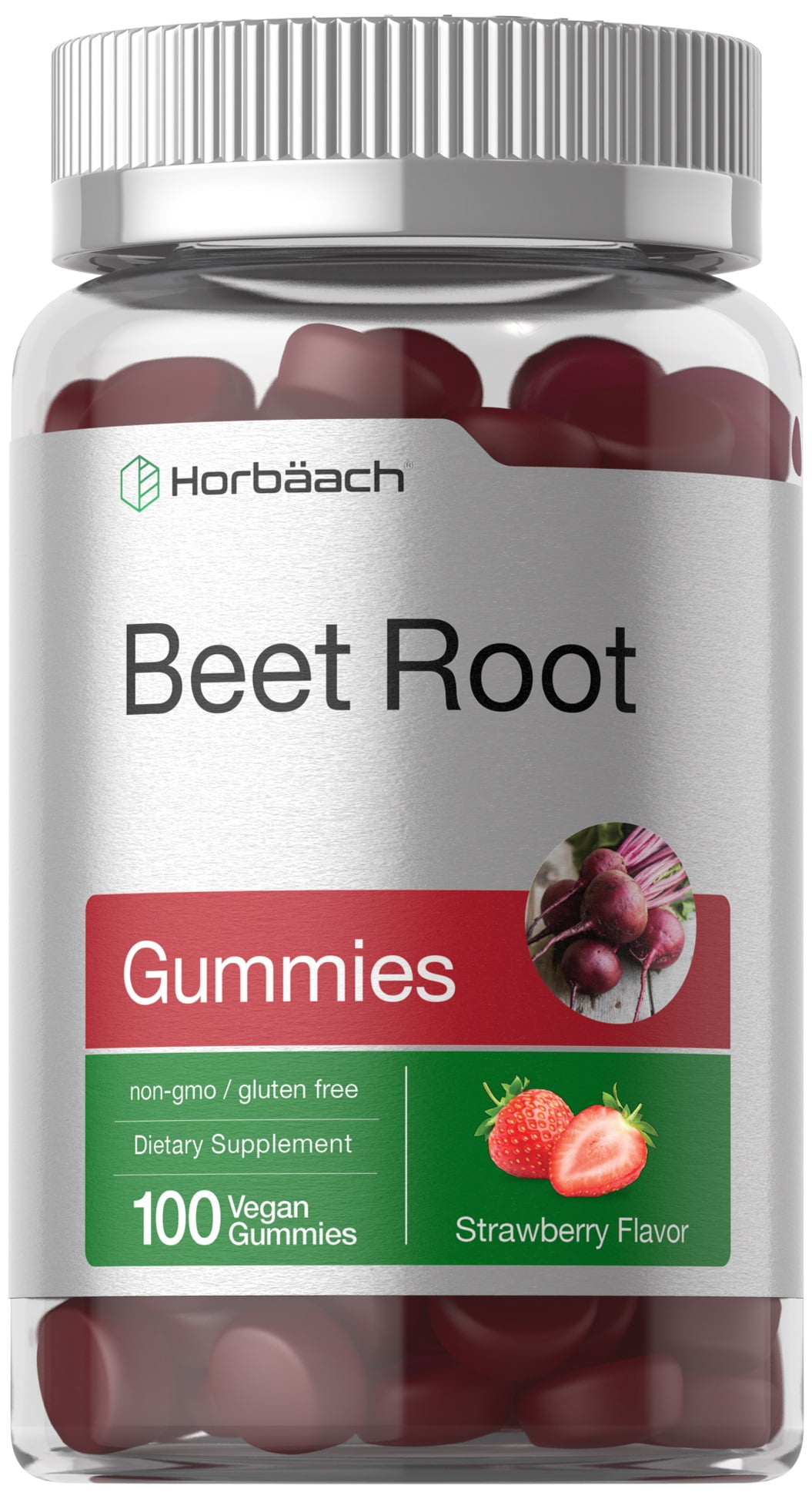 Horbaach Beet Root 6000mg Vegan Gummies, Strawberry Flavor, 100 Count ...