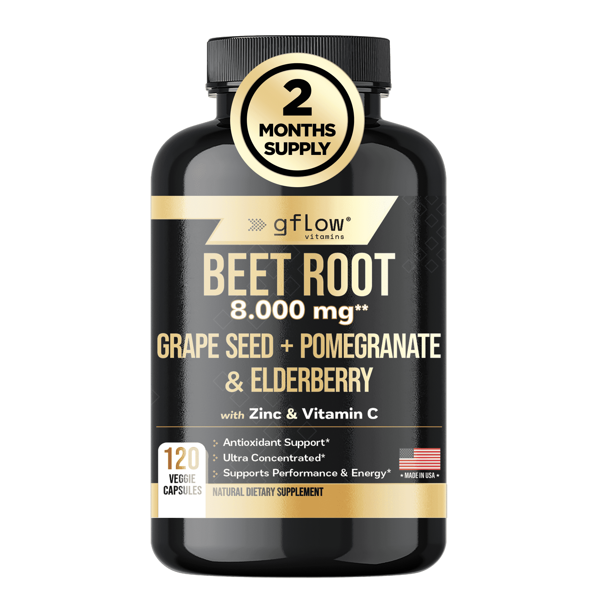 Gflow Vitamins Beet Root 8,000mg Extra Strength + Sambucus Elderberry ...