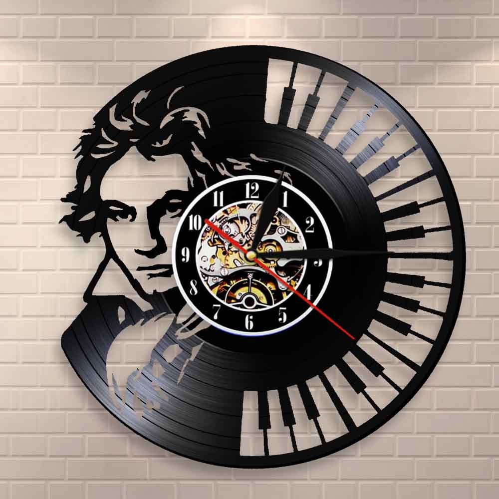 Beethoven Portrait Wall Art Piano Keyboard Wall Clock Vintage Vinyl ...
