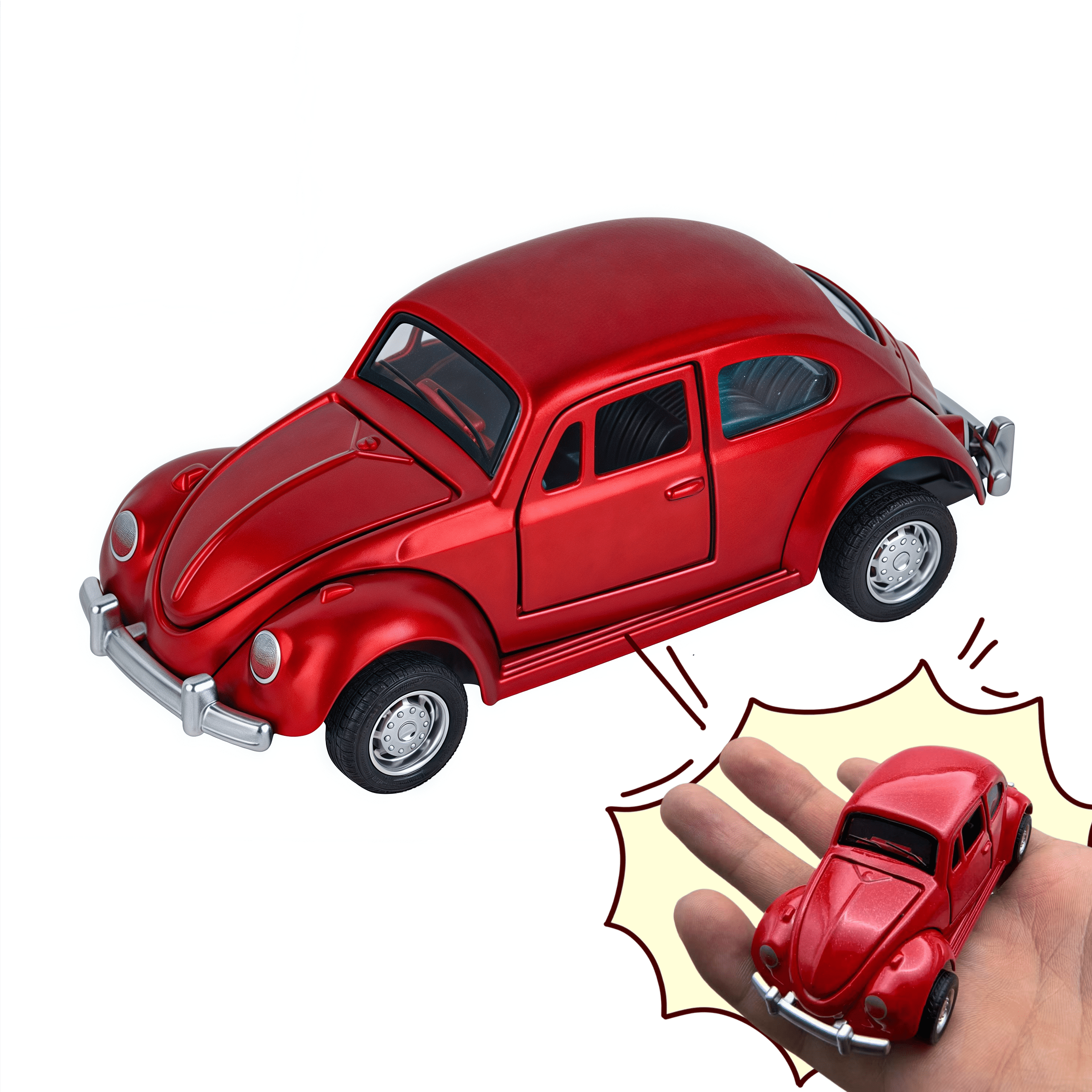 Beetle Classic alloy car model, mini simulation three-door pull-back ...