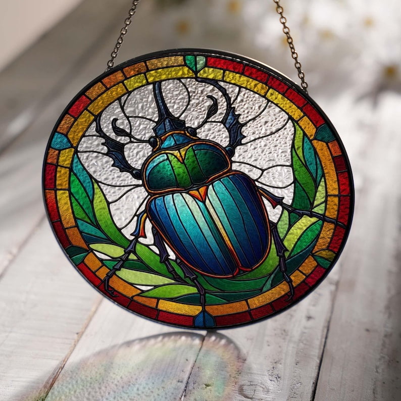 Beetle GLASS Window Decor, Translucent Decor, Insect glass window ...