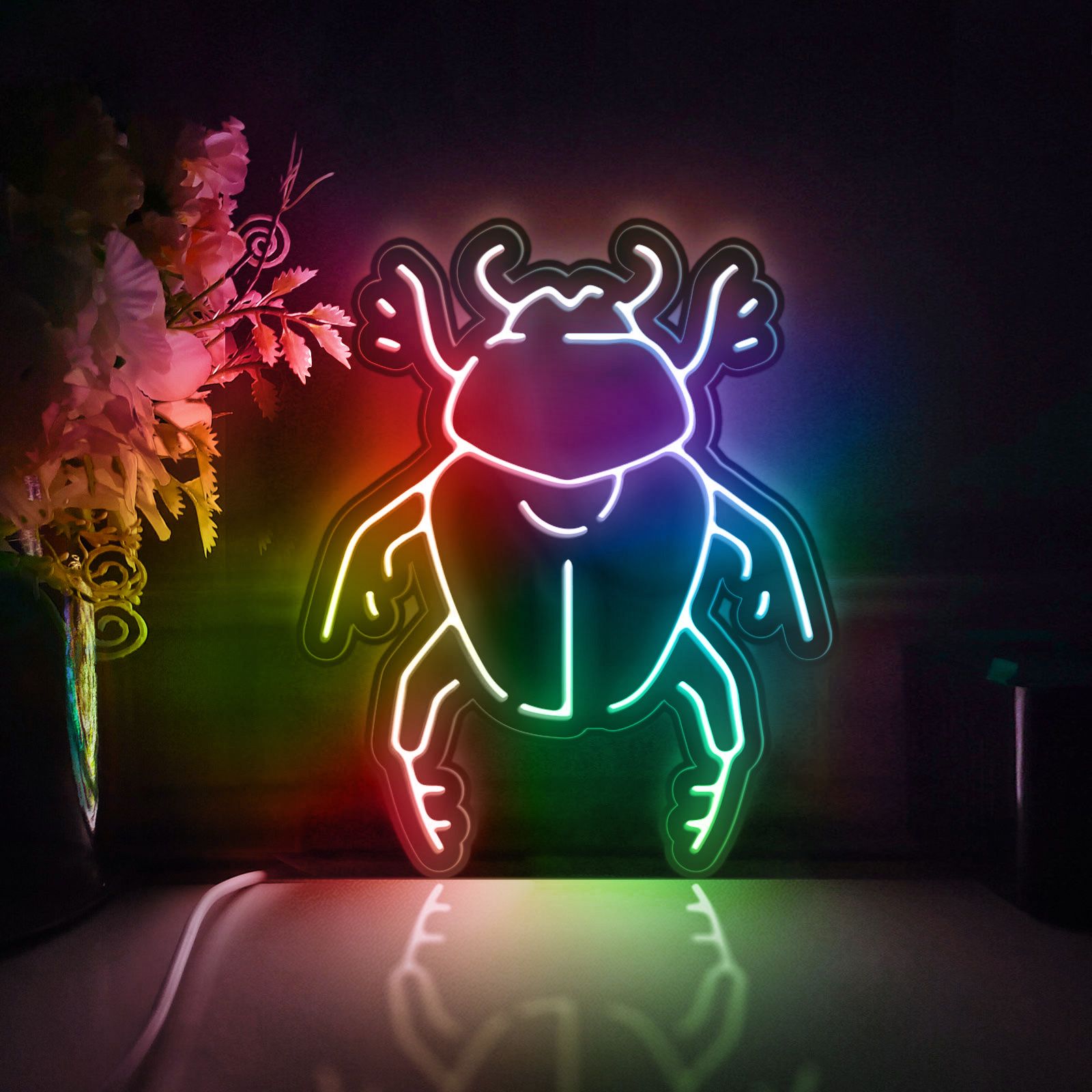 Beetle Led Light Box, Dimmable Neon-Like Light Signs USB Power for Wall ...