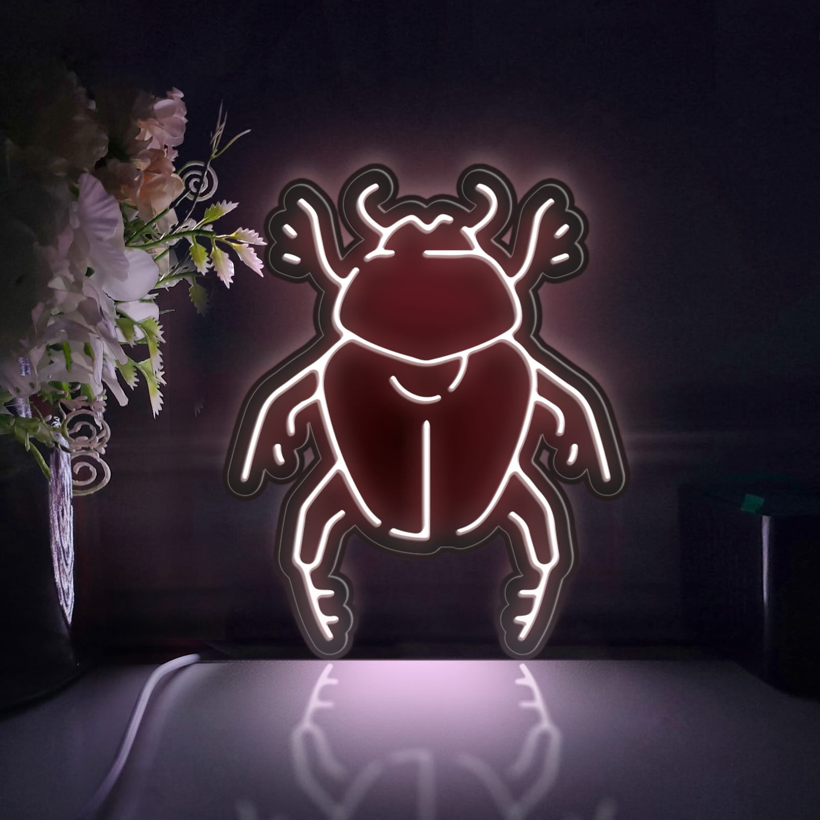 Beetle Led Light Box, Dimmable Neon-Like Light Signs USB Power for Wall ...