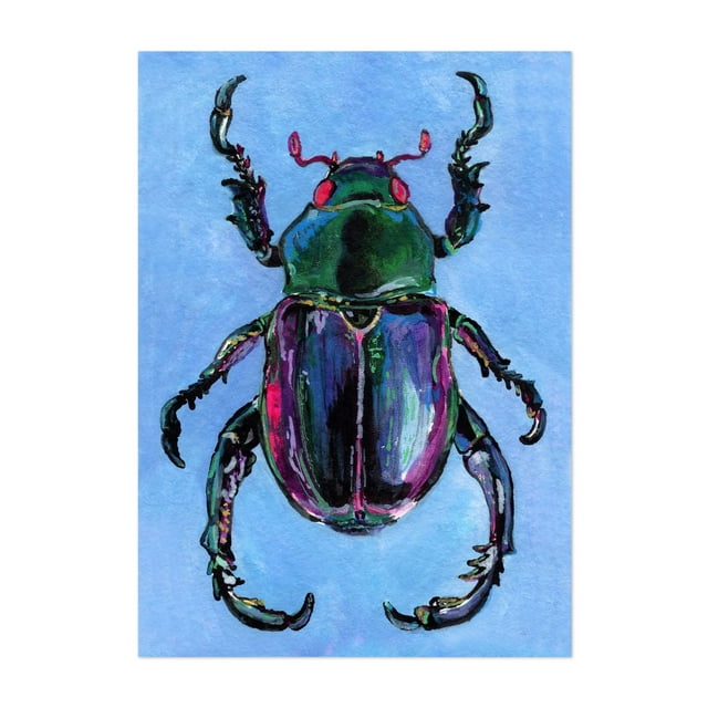 Beetle - Painting Insect Watercolor Nature Wildlife Illustration Modern ...