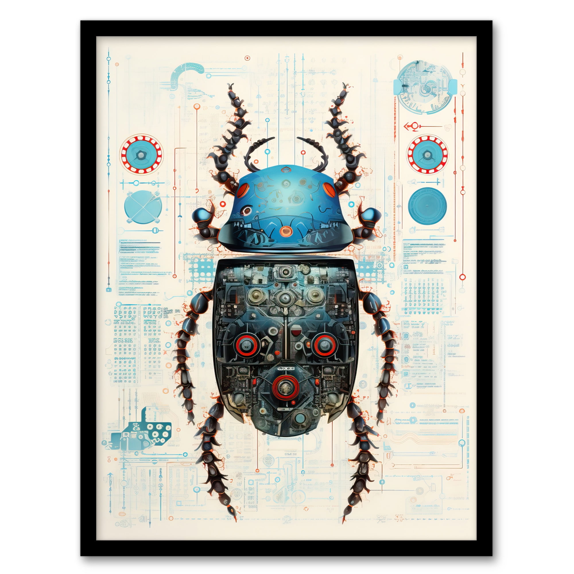 Beetle Robot Hybrid Secret Military Schematic Blueprint Futuristic Complex Arcane Manuscript ...