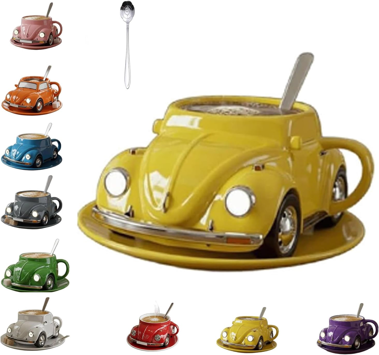 Beetle Shaped Coffee Mug, Handmade Novelty Fun Imaginative Beetle Car ...