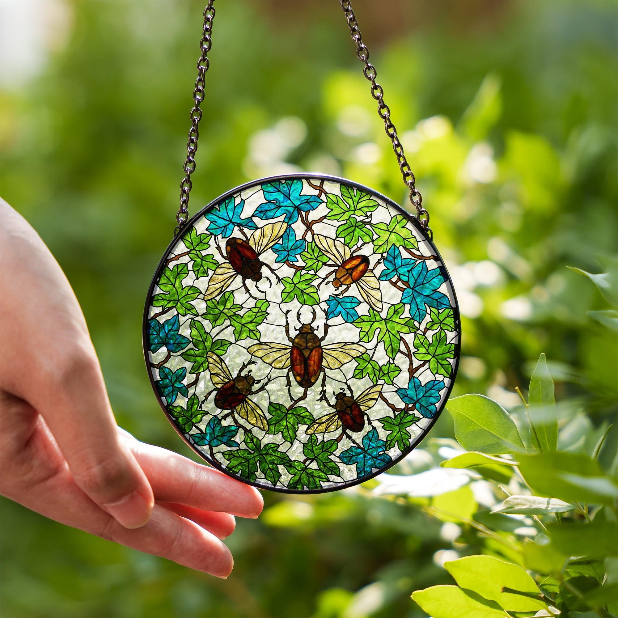 Beetle Suncatcher | Insect Garden Window Decor | Glass Art Hanging ...