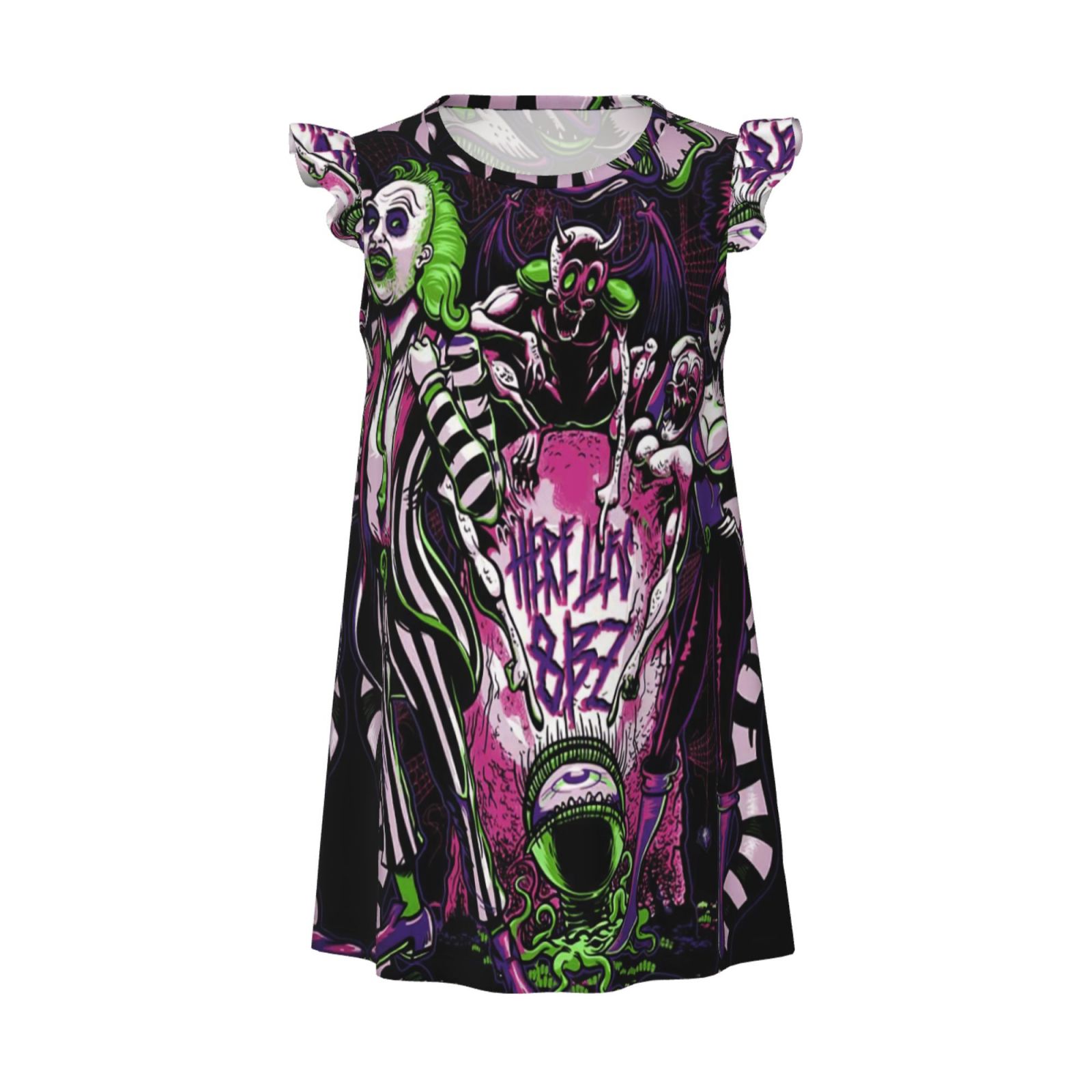 Beetlejuice 2 Nightgown Pajamas Dress Short Sleeve Sleep Dress ...