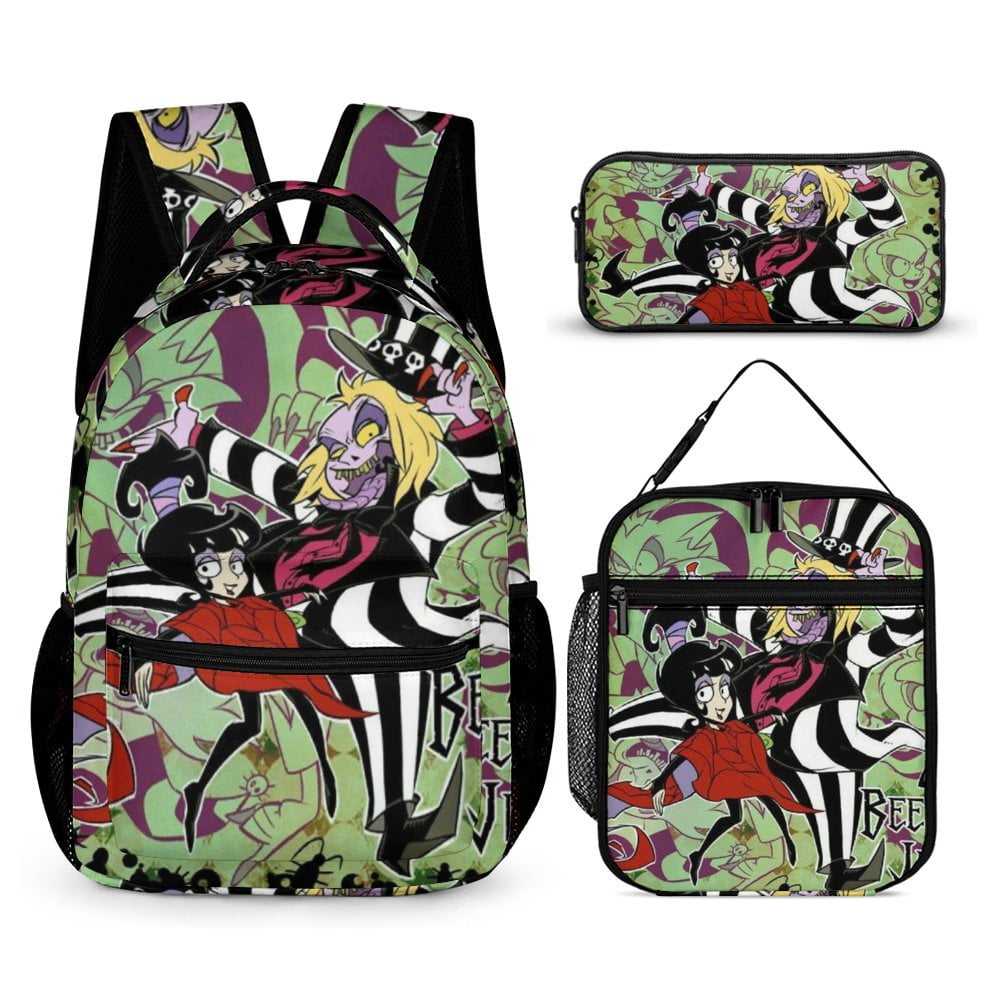 Beetlejuice 3 Piece Backpack Set School Bag Combination Travel Daypack ...
