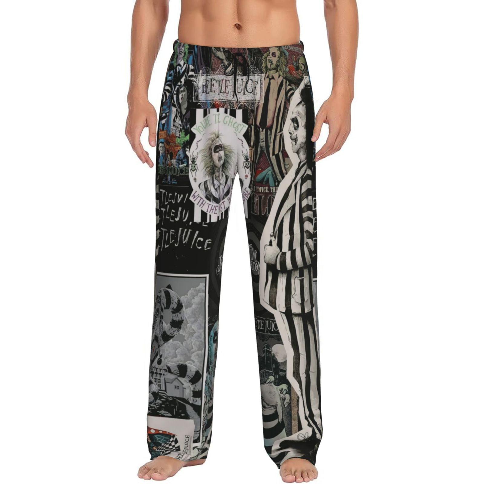 Beetlejuice Anime Cartoon All-Over Print Men'S Black Pajama Pants ...