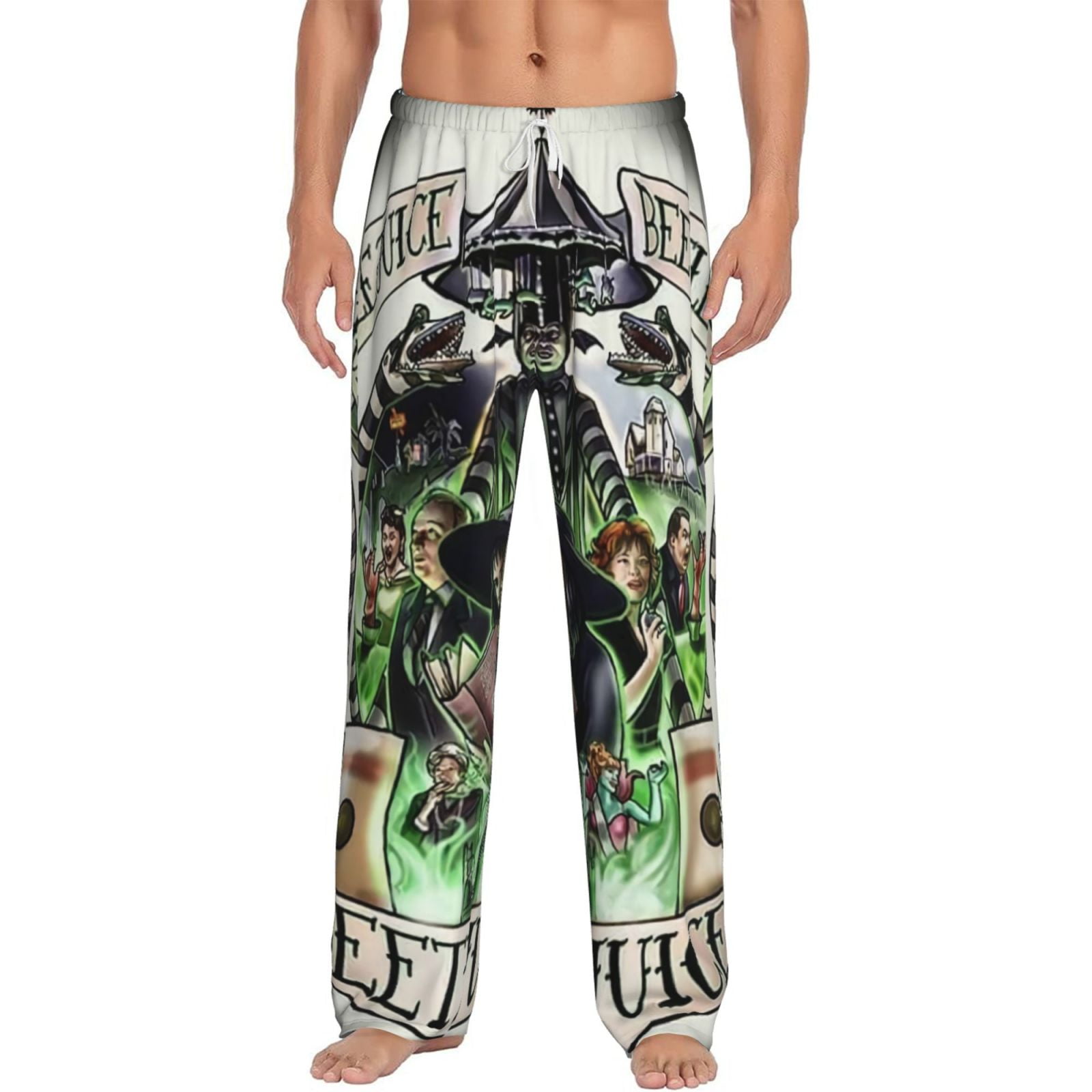 Beetlejuice Anime Cartoon All-Over Print Men'S Black Pajama Pants ...