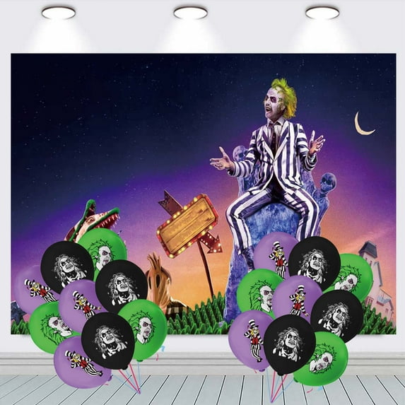 Beetlejuice Backdrop Balloons Banner Party Decorations Taspestry Wall ...