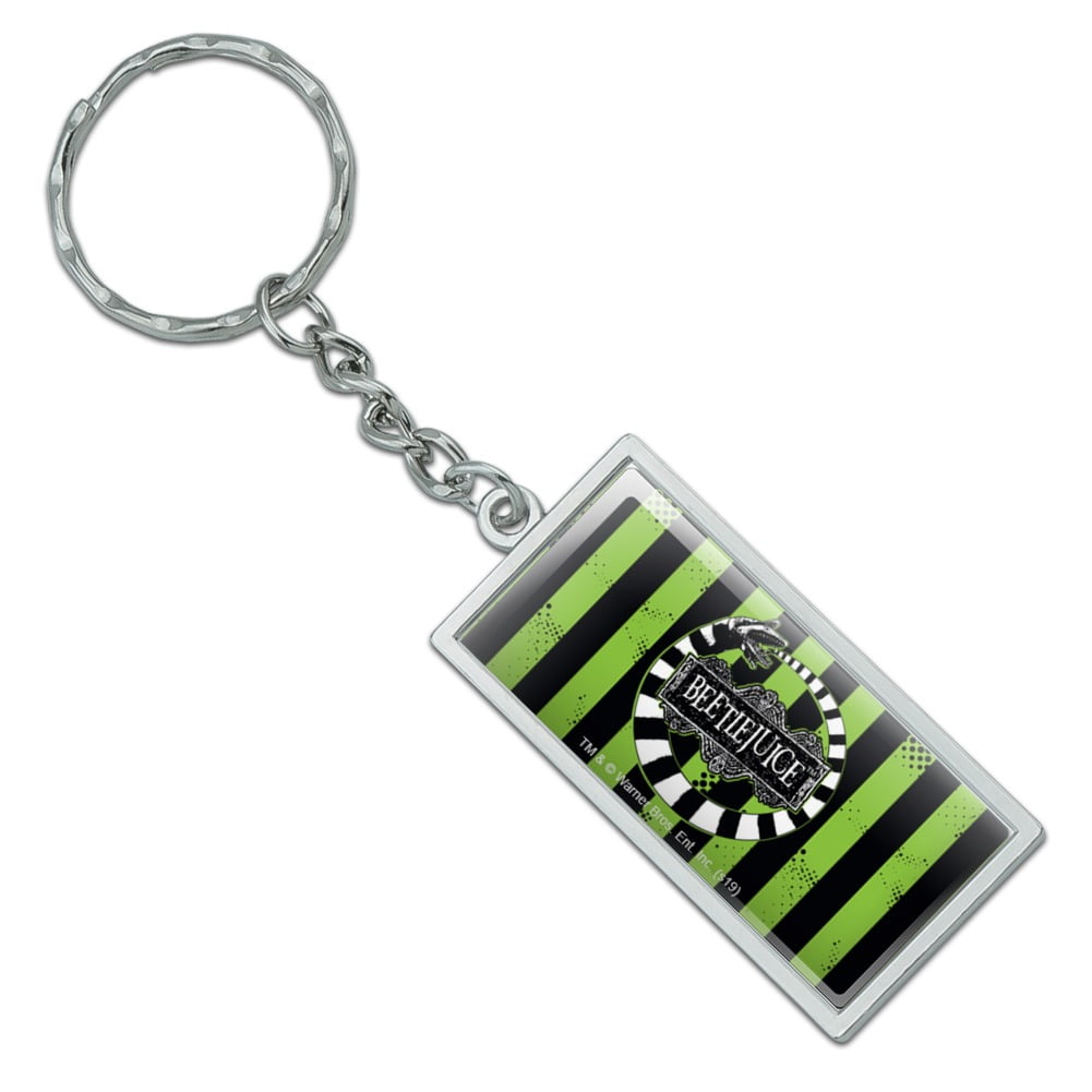 Beetlejuice Beetle Worm Rectangle Keychain in Chrome Plated Metal ...