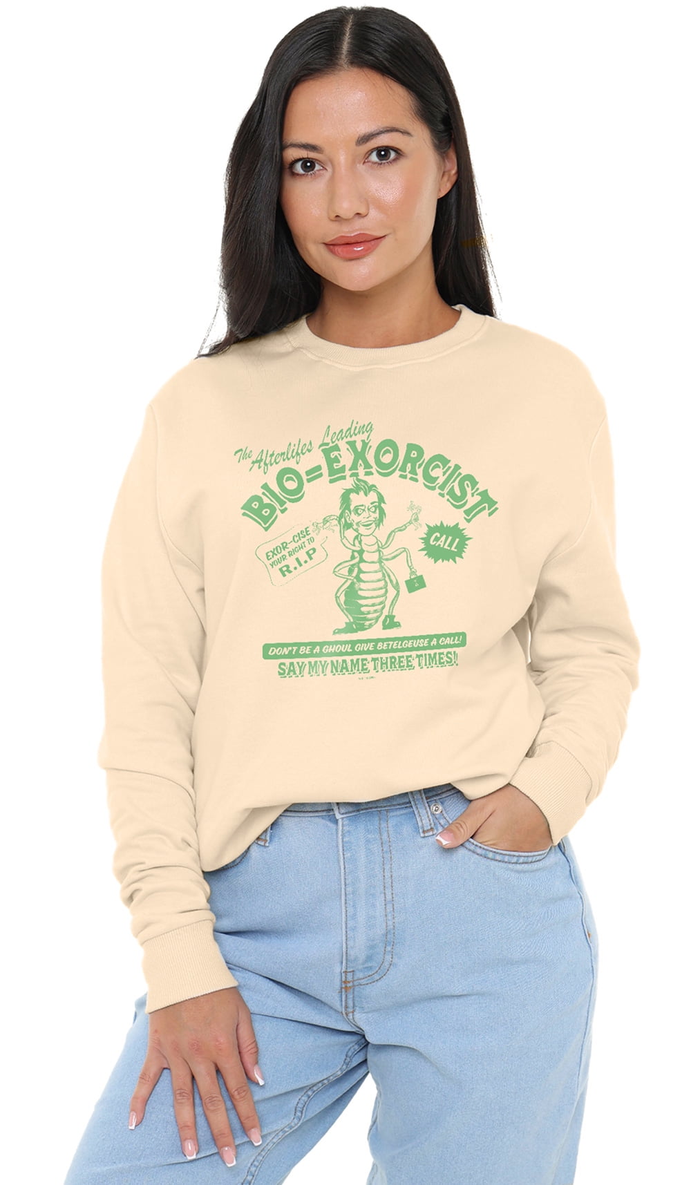 Beetlejuice Beetlejuice Bio Exorcist Women's Crew Sweatshirt, Stone ...
