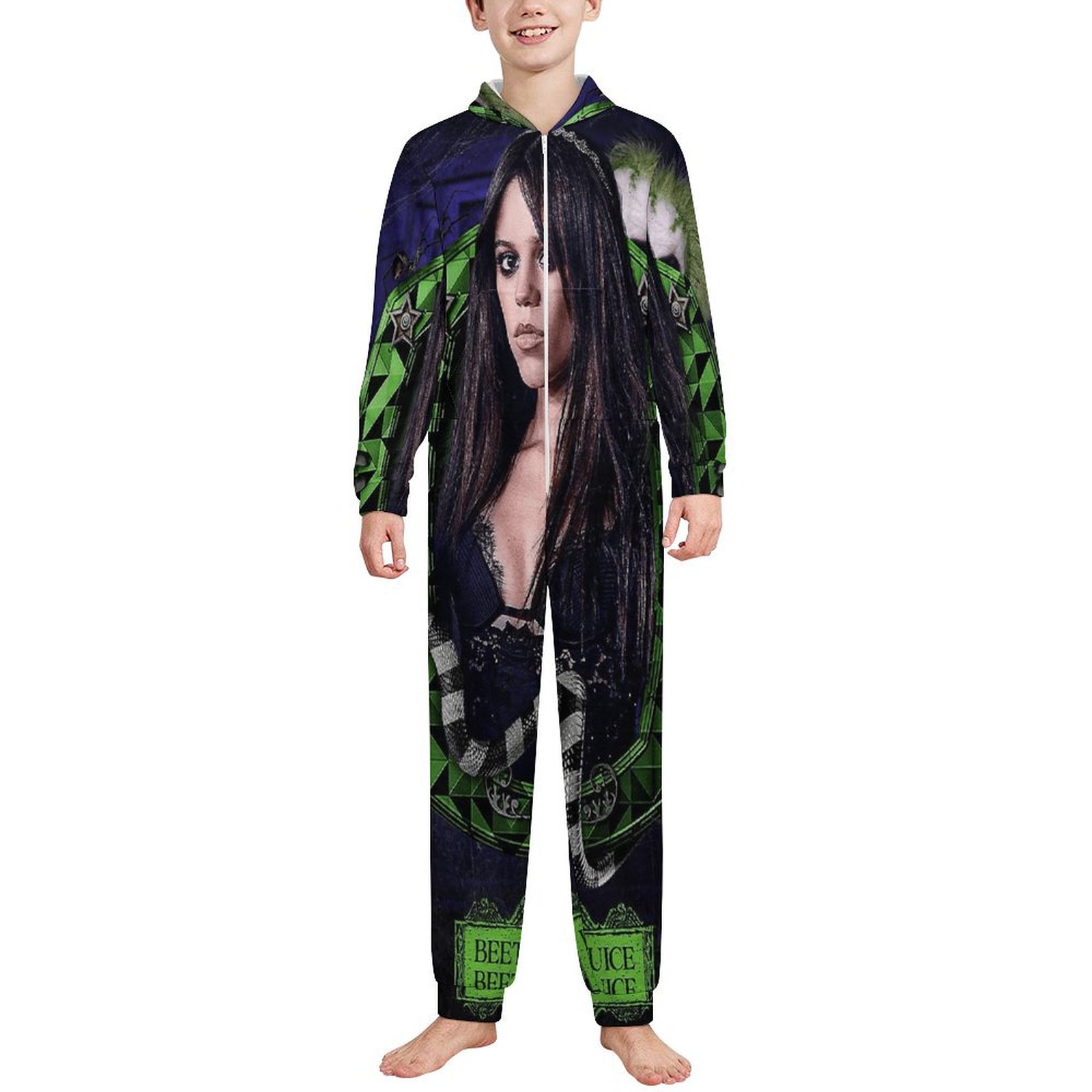 Beetlejuice Beetlejuice Kids One Piece Pajama Hooded Union Suit PJs ...