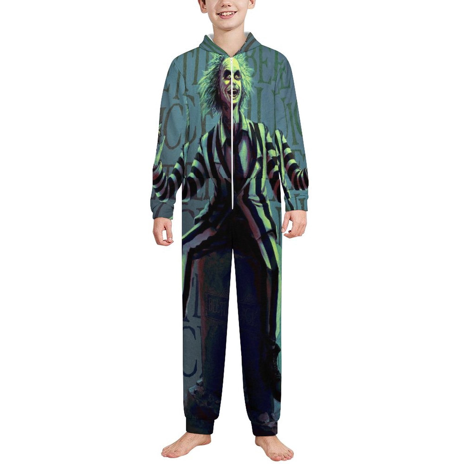 Beetlejuice Beetlejuice Kids One Piece Pajama Hooded Union Suit PJs ...