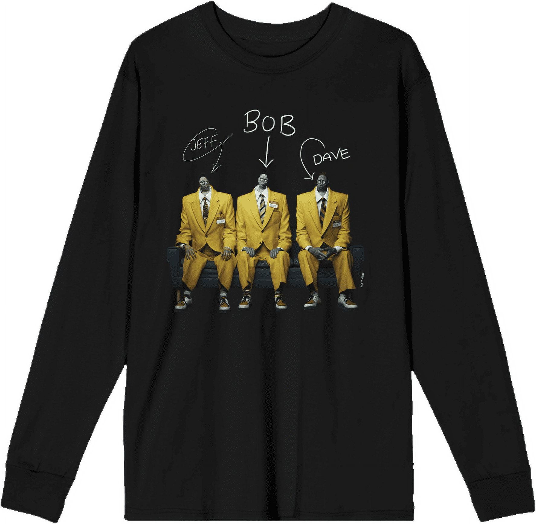 Beetlejuice Beetlejuice Yellow Suit Zombies Adult Black Crew Neck Long ...