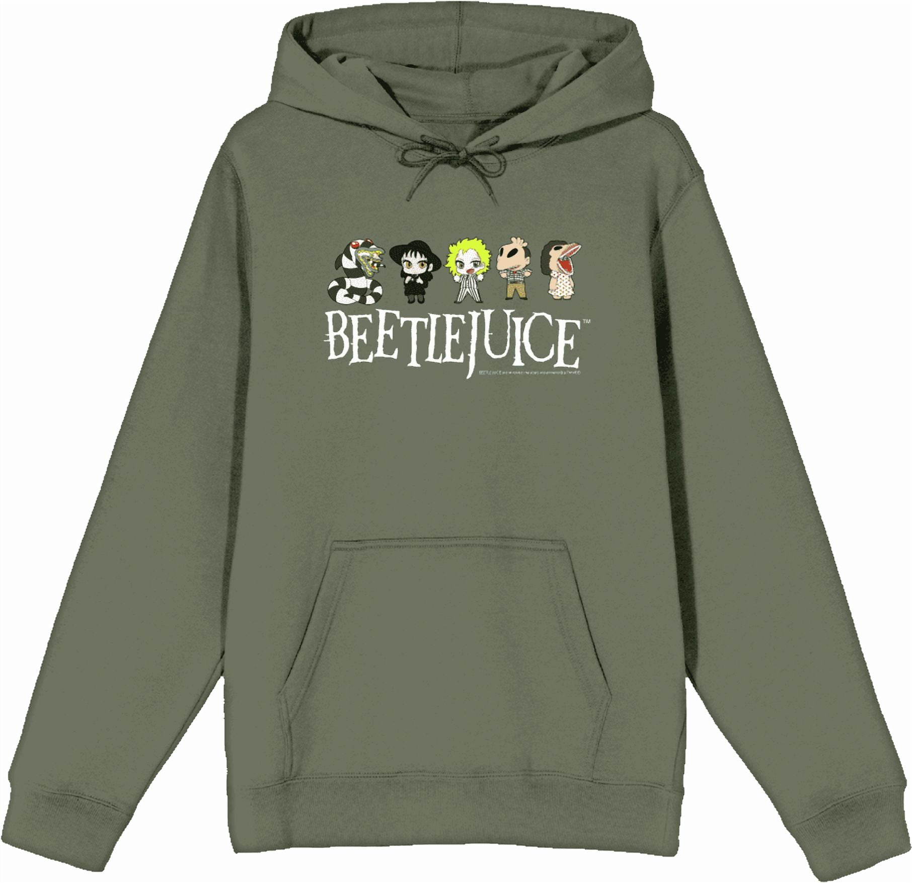 Beetlejuice Chibi Character Line-Up Adult Olive Long Sleeve Hoodie ...