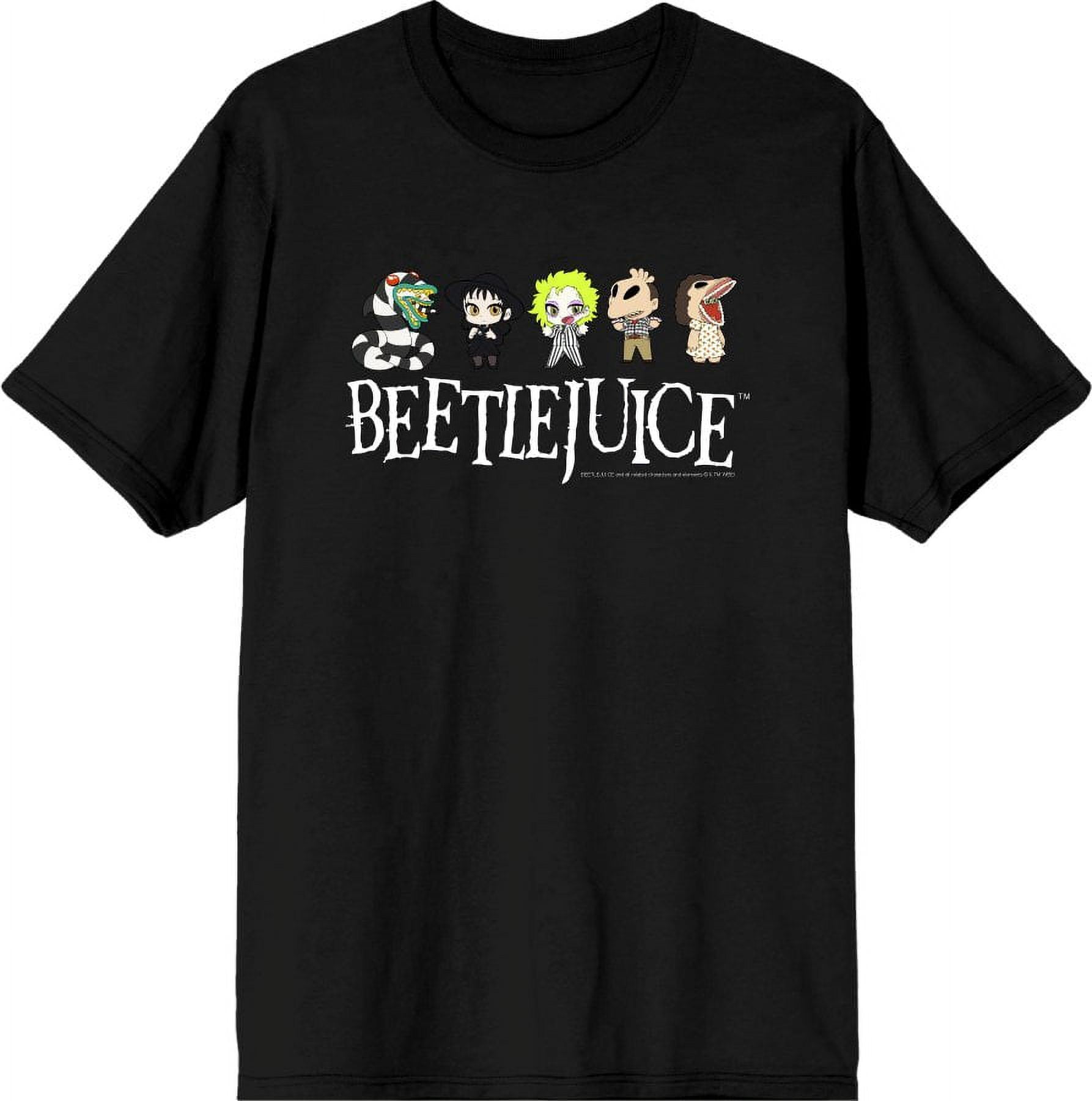 Beetlejuice Chibi Character Line-Up Men's Black Crew Neck Short Sleeve ...