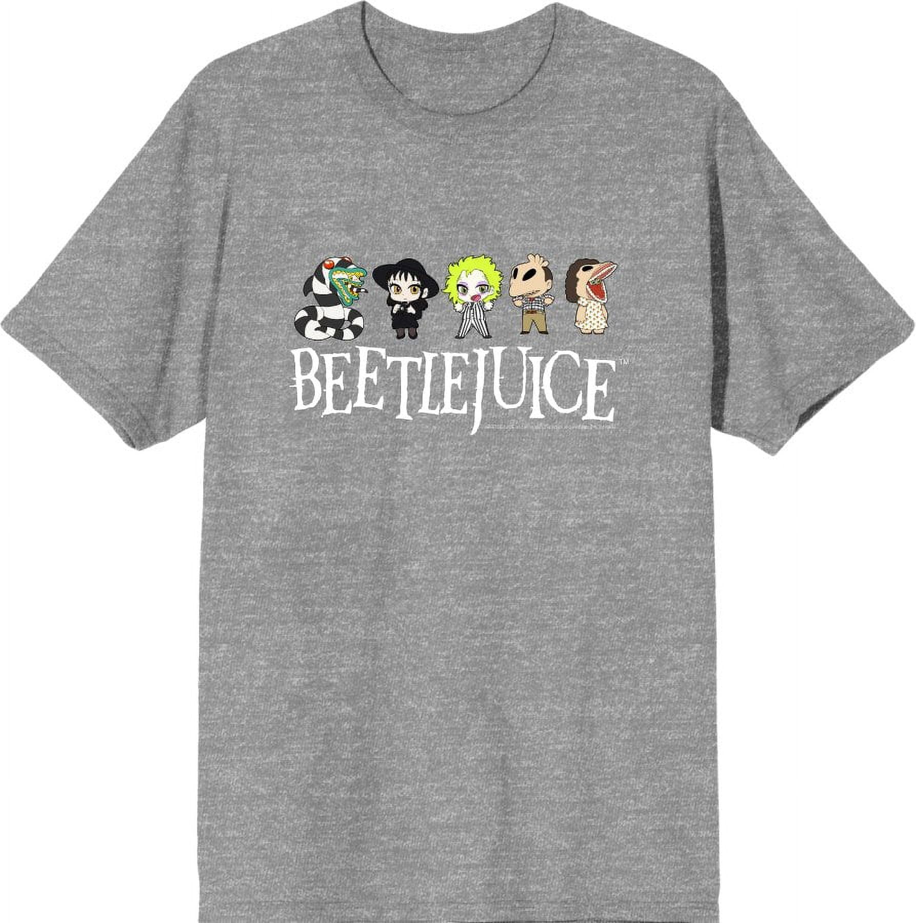 Beetlejuice Chibi Character Line-Up Men's Heather Gray Crew Neck Short ...
