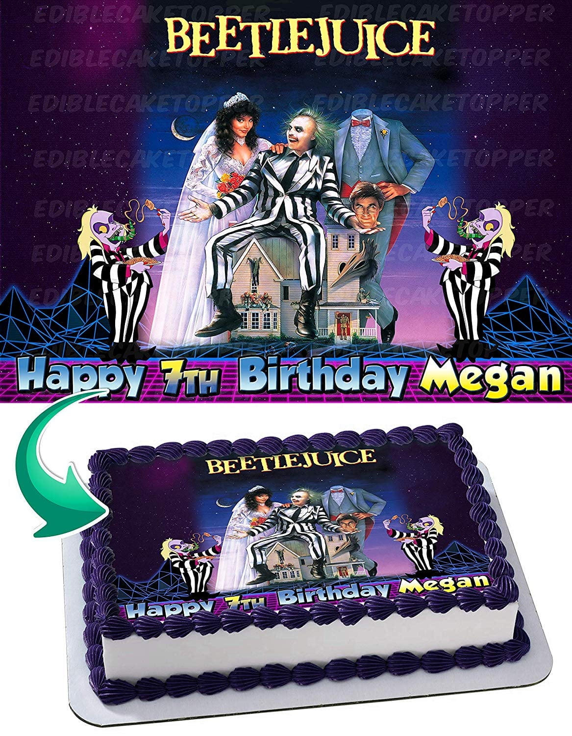 Beetlejuice - Edible Cake Topper - 11.7 x 17.5 Inches 1/2 Sheet ...