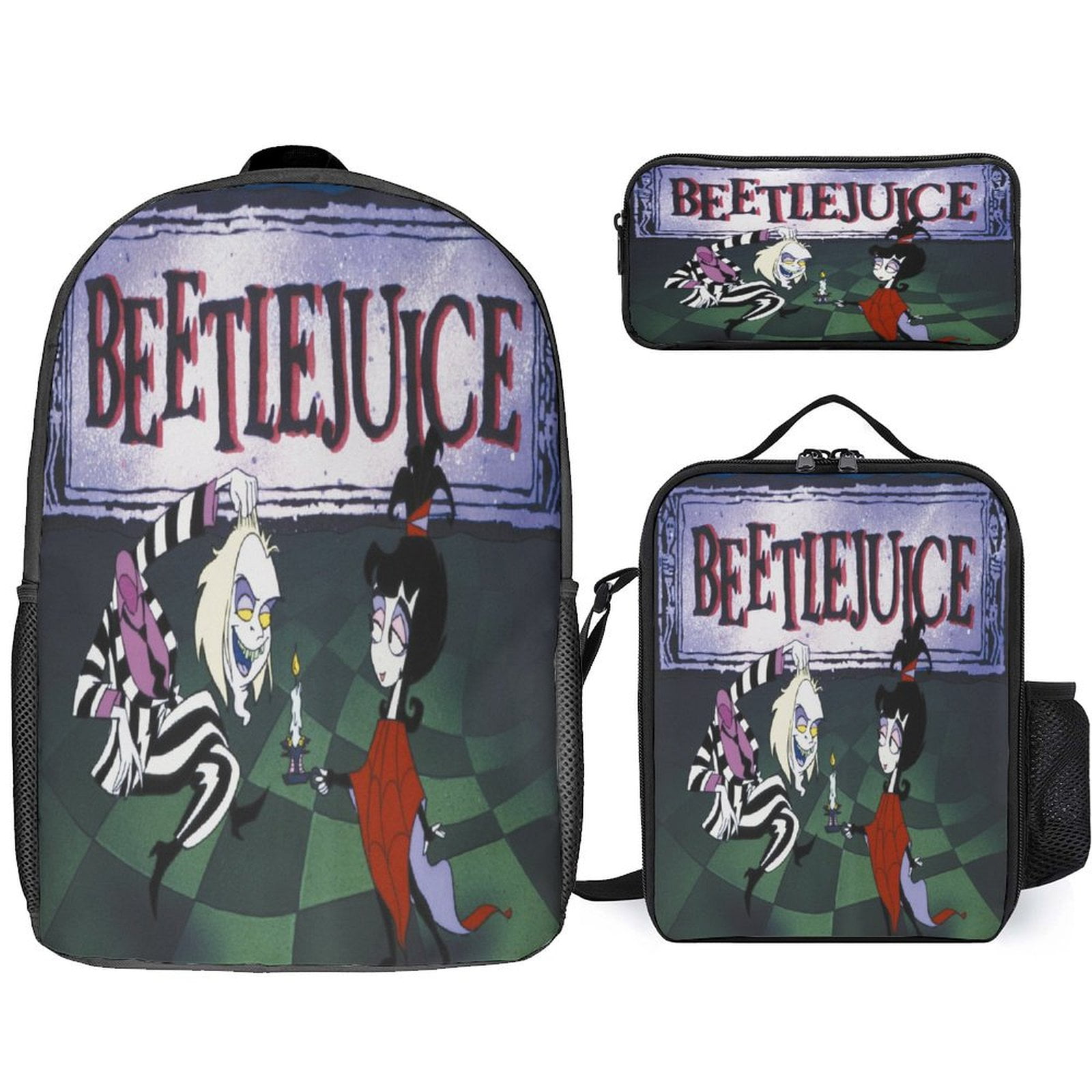 Beetlejuice s Backpack Set Anime Bag 3 Piece Set Sports Casual ...
