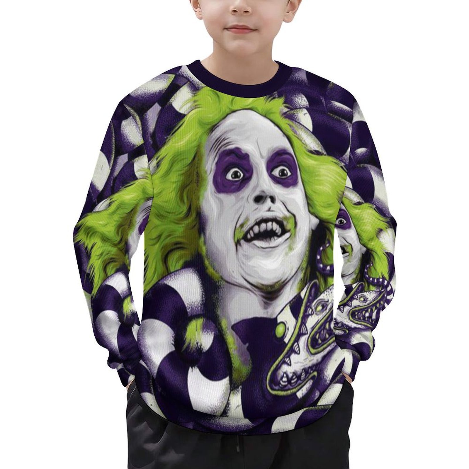 Beetlejuice Kids' Sweater Cozy Thick Pullover Crewneck Jumper Long ...