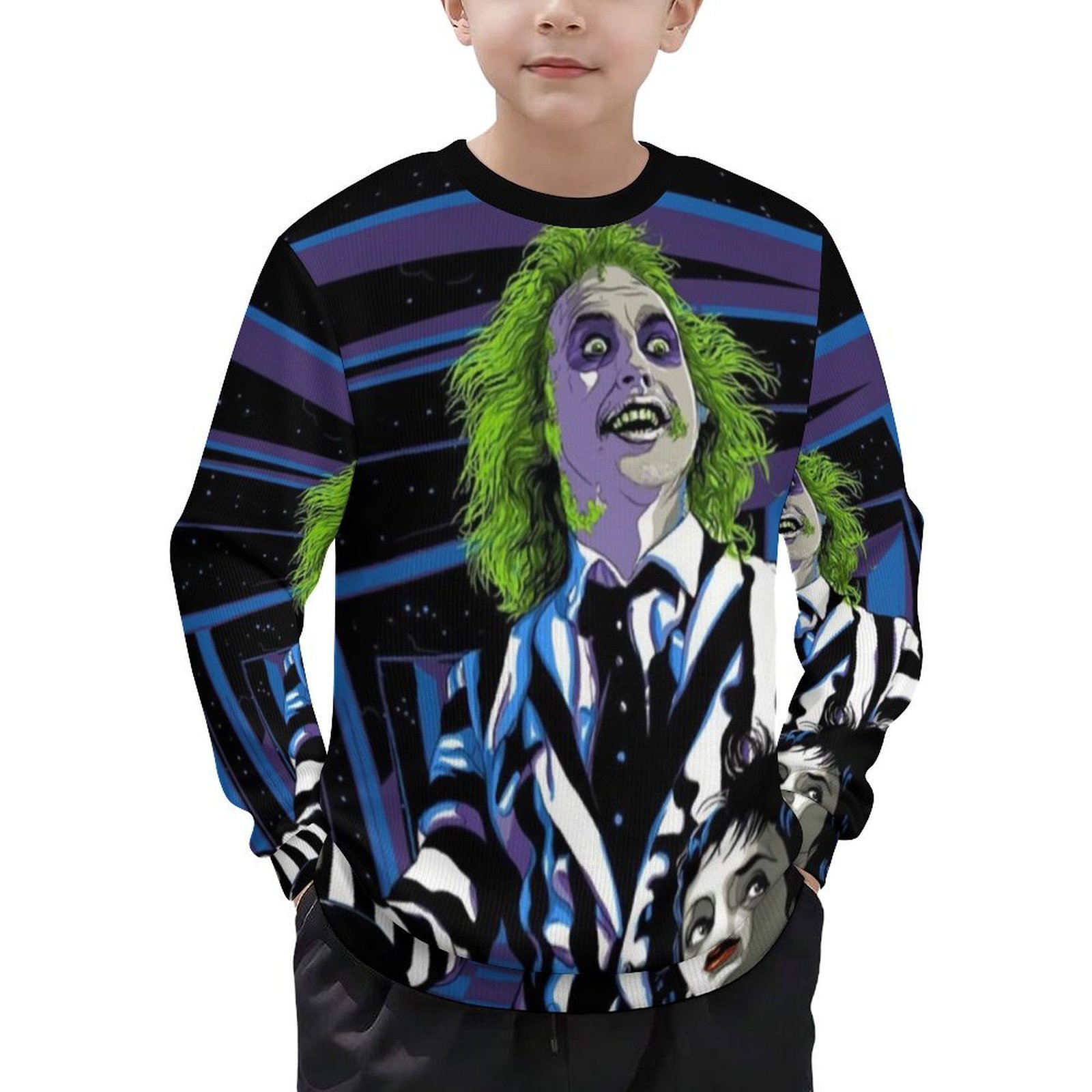 Beetlejuice Kids' Sweater Cozy Thick Pullover Crewneck Jumper Long ...