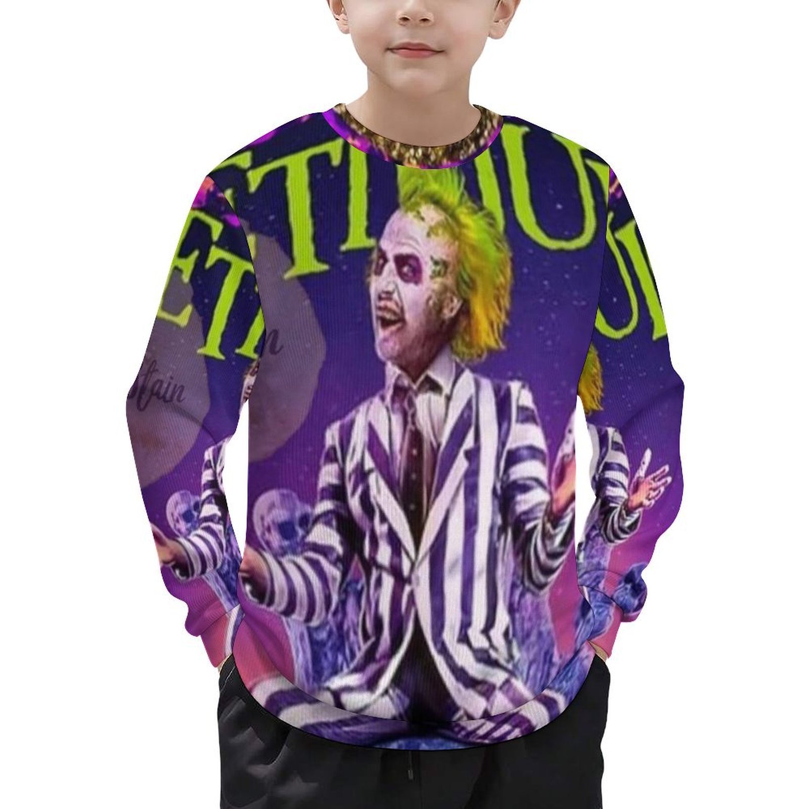 Beetlejuice Kids' Sweater Cozy Thick Pullover Crewneck Jumper Long ...