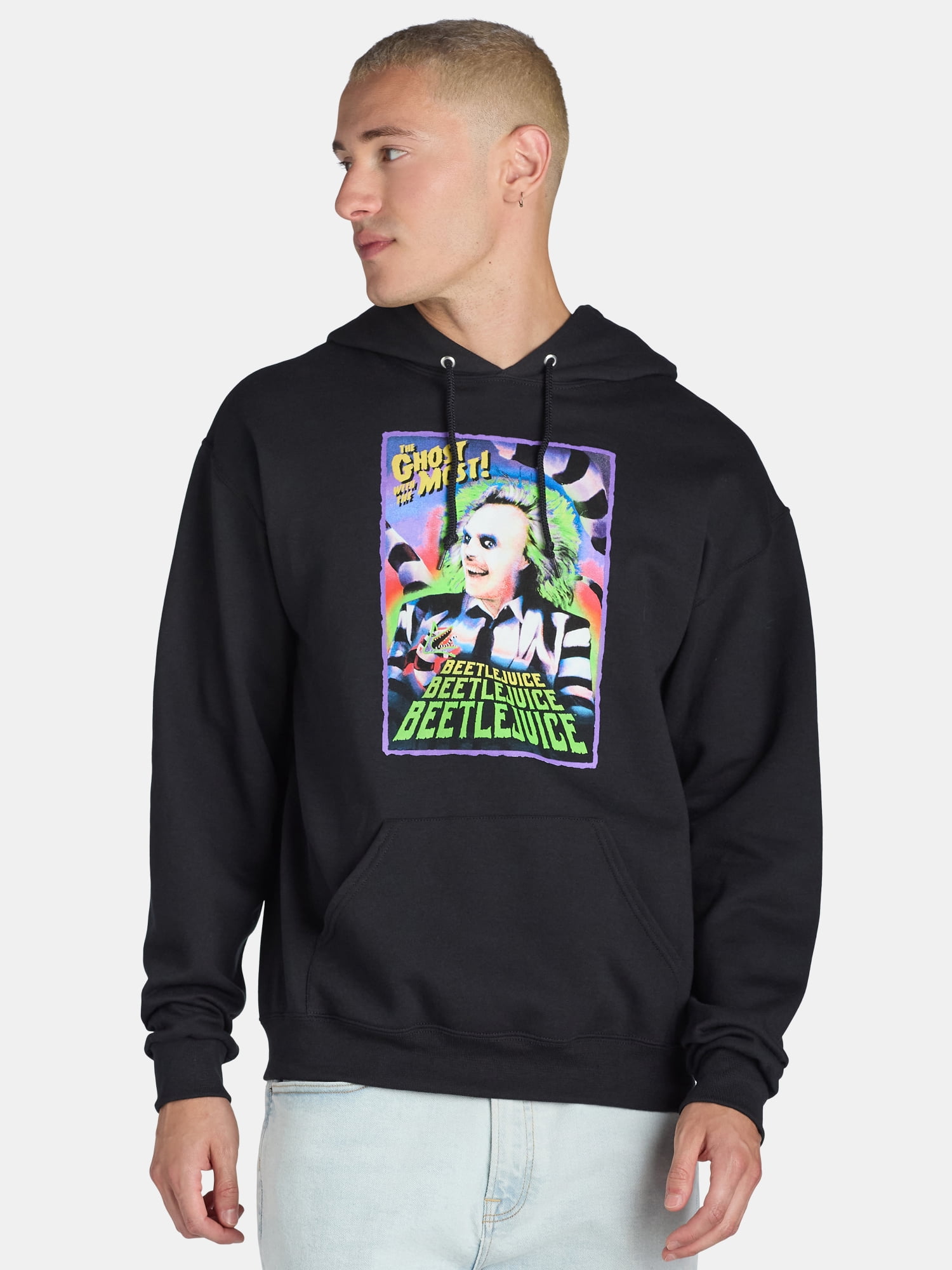 Beetlejuice Men's & Big Men's Ghost witht the Most Graphic Hoodie ...
