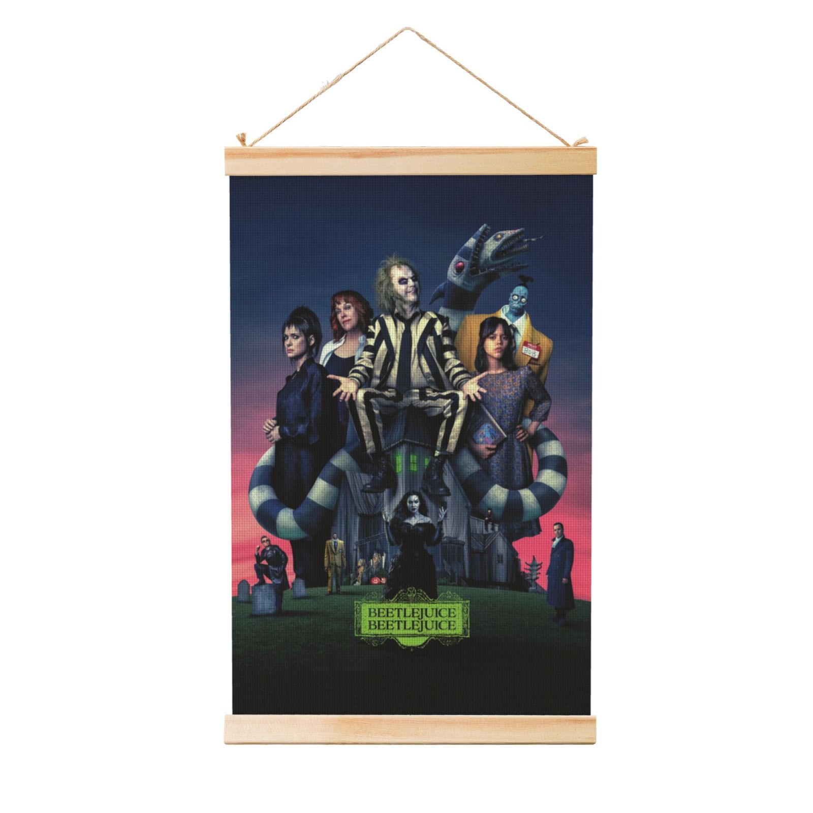 Beetlejuice Poster Wooden Shaft Hanging Banner Painting With Cord ...